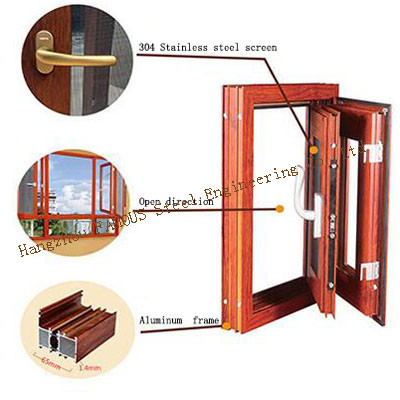 Anodized Aluminum Fire Attenuation Glass Entry Doors Swing Open