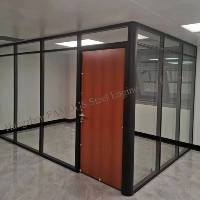 Aluminum Tempered Glass Partition Walls Fully Enclosed Office Cubicles