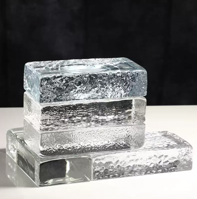 Hot Melt Glass Partition Walls Patterned Tempered Glass Blocks