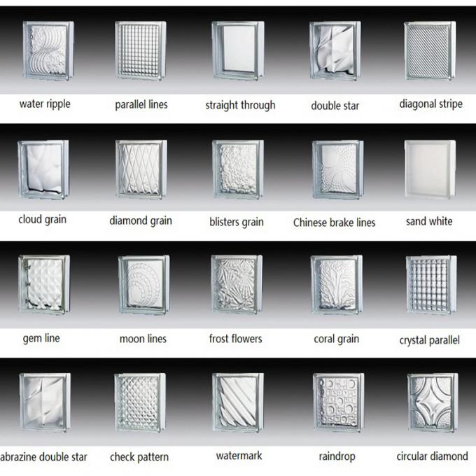 Hot Melt Glass Partition Walls Patterned Tempered Glass Blocks