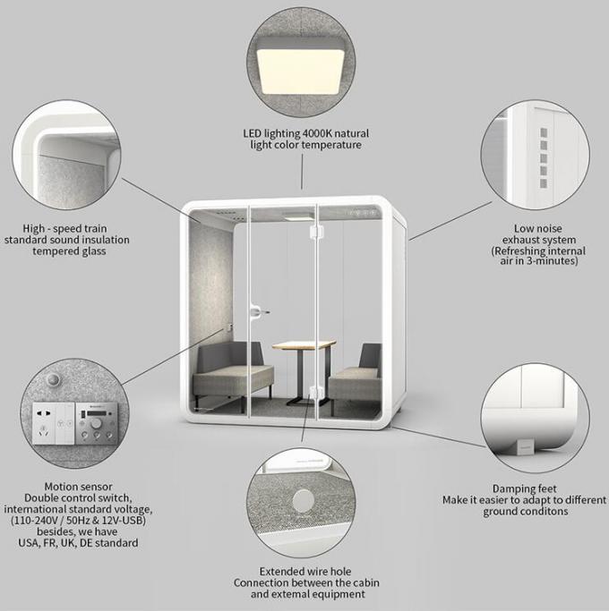 Customized Outdoor Pods With Glass Partition Walls For Phone Calls