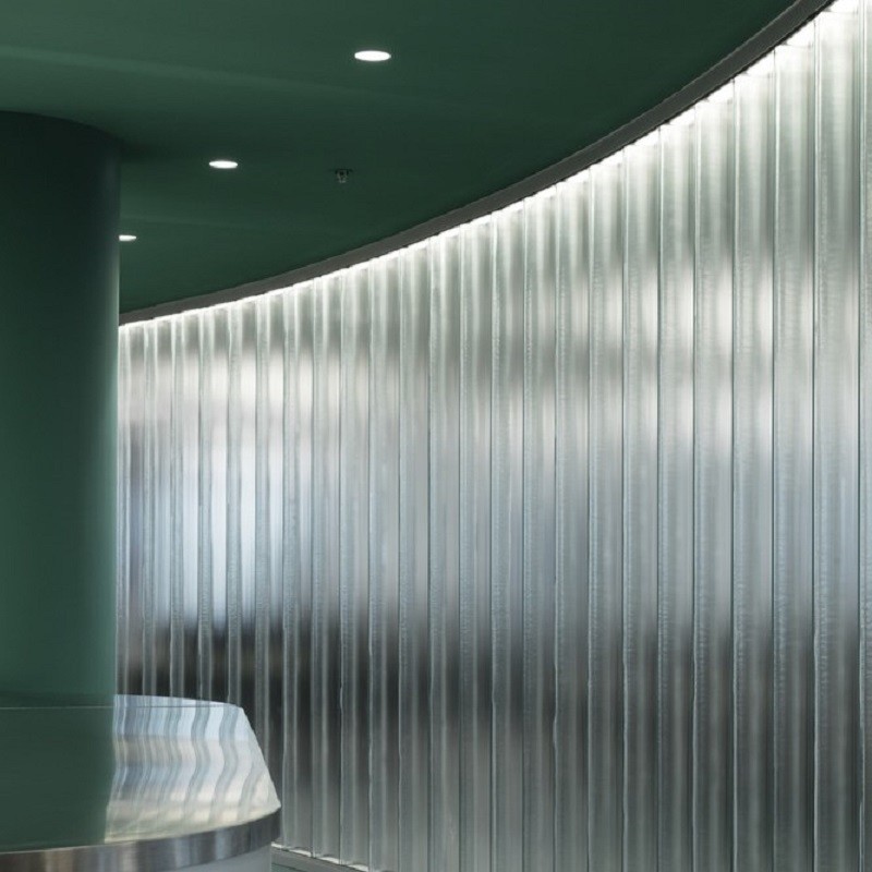 U Shape Tempered Clear Glass Partition Wall With Interlining Drawings ...