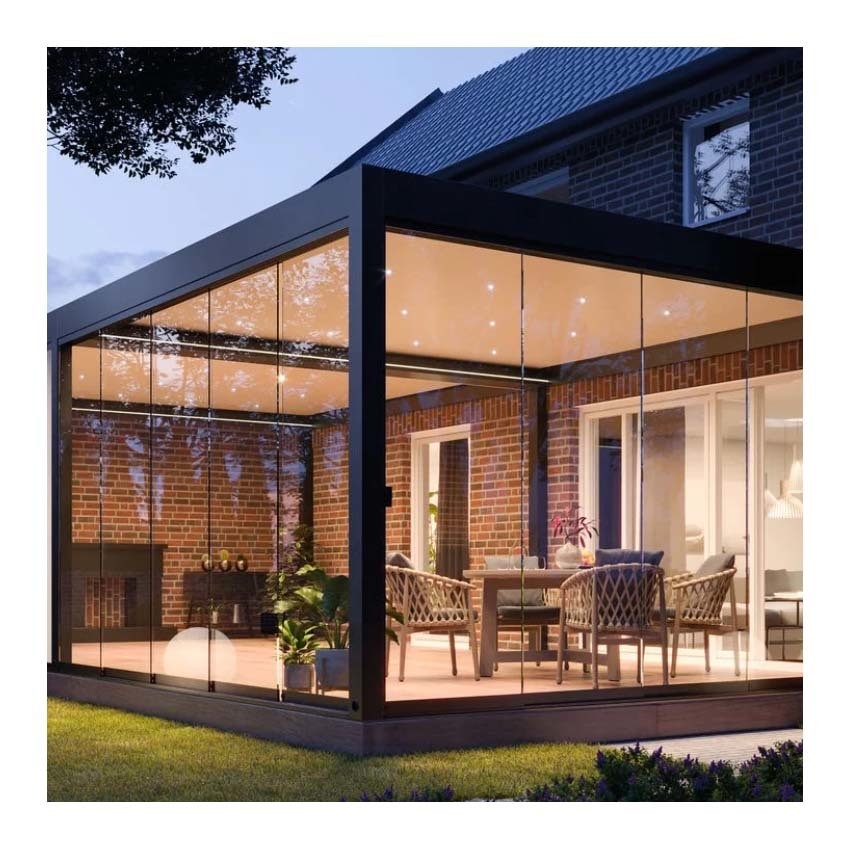 Gray Glass Sunroom Solarium Prefab Veranda with Aluminum Frame and ...