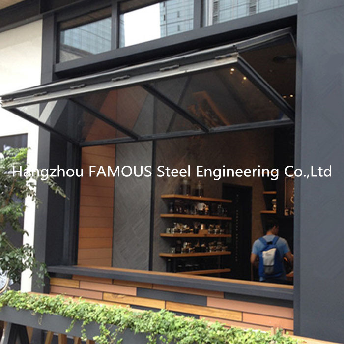Vertical Sliding Bifolding Aluminum Storefront Windows Swing Open